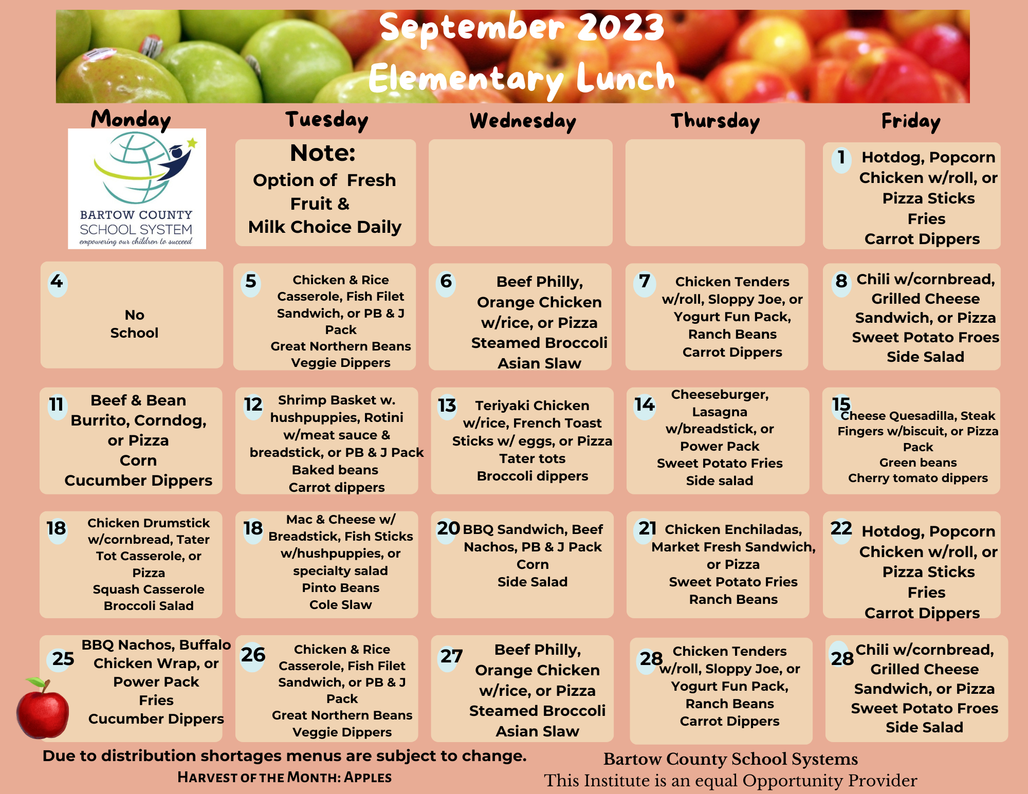 Lunch Menu | White Elementary School